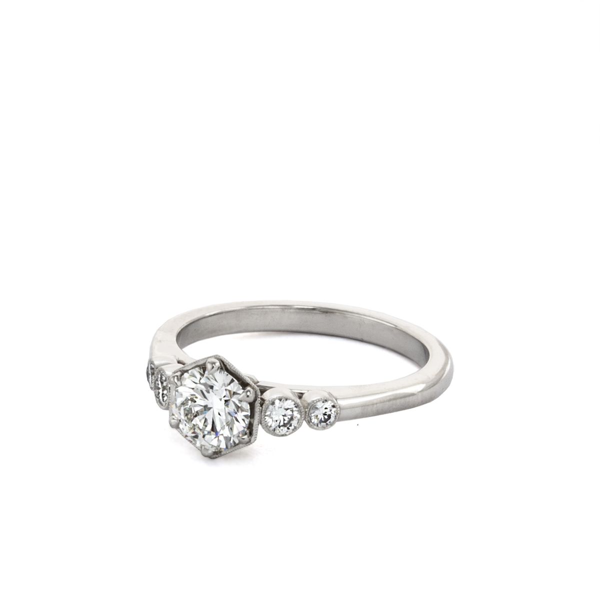 Roslyn Collection Platinum Hexagonal Set Engagement Ring Mounting ...
