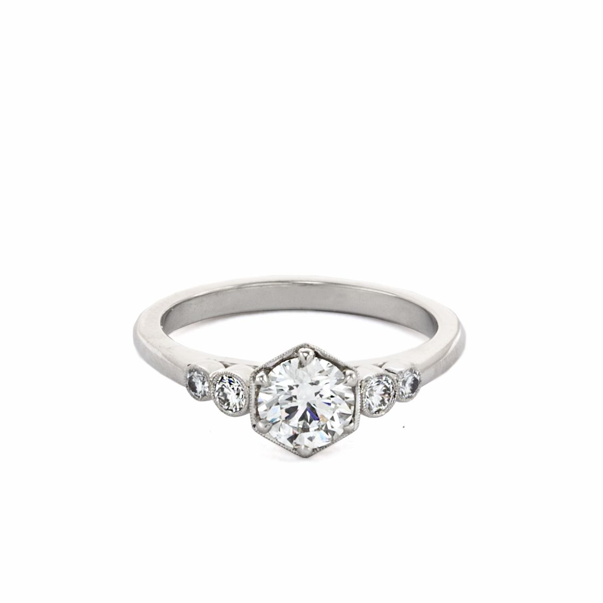 Roslyn Collection Platinum Hexagonal Set Engagement Ring Mounting ...