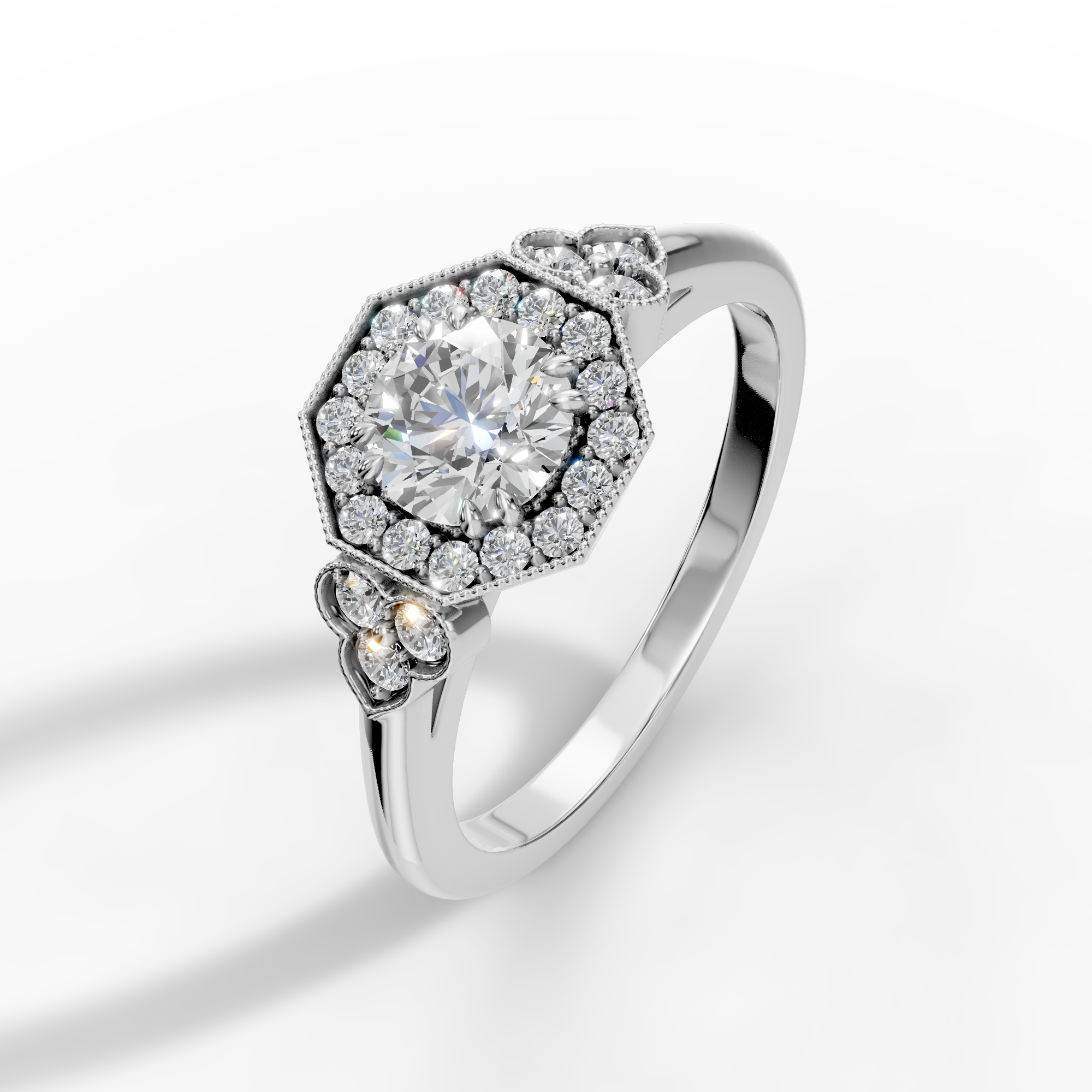 Platinum and Diamond Diamocta Halo Ring Platinum and Diamond Halo Engagement Ring Mounting ...