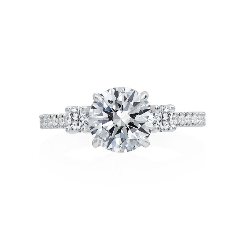 Roslyn Collection Platinum Diagon Three Stone Engagement Ring Mounting ...