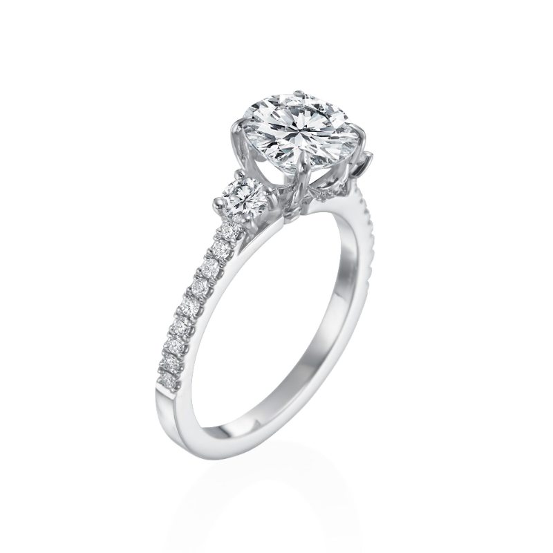 Roslyn Collection Platinum Diagon Three Stone Engagement Ring Mounting ...