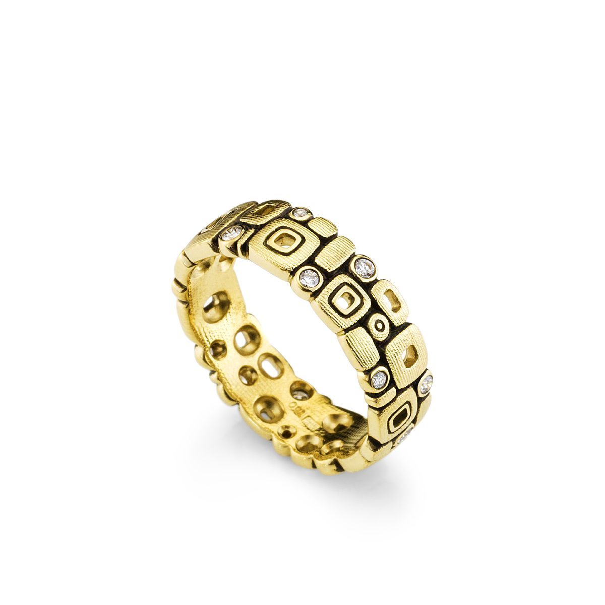 Gold And Diamond Little Windows Band Ring - RFBD02133