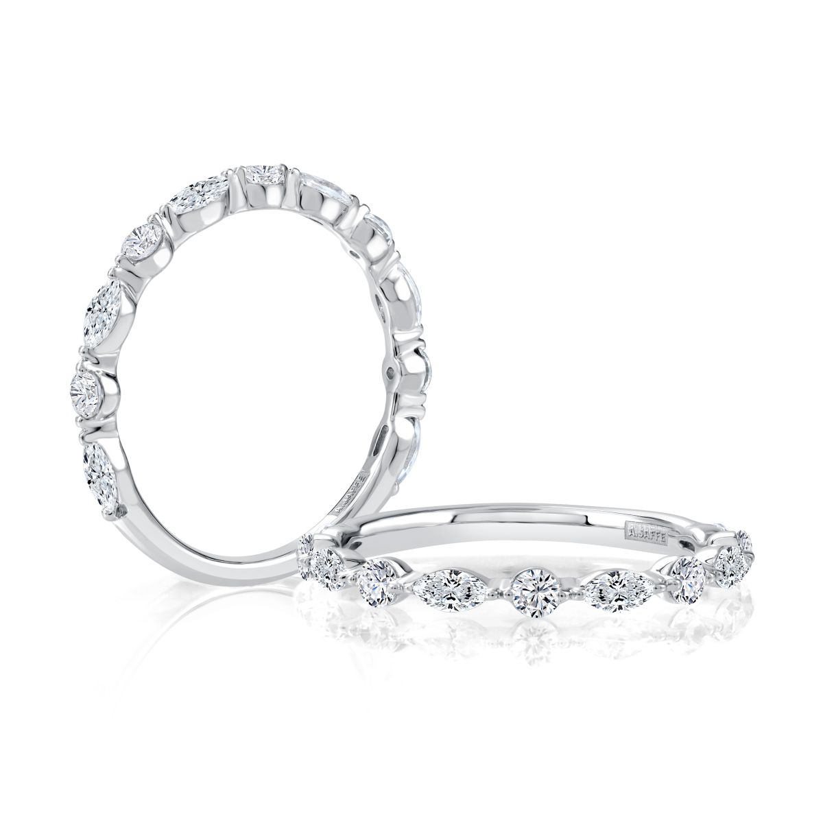 Platinum and Diamond Stackable Wedding Band - BRBND00020