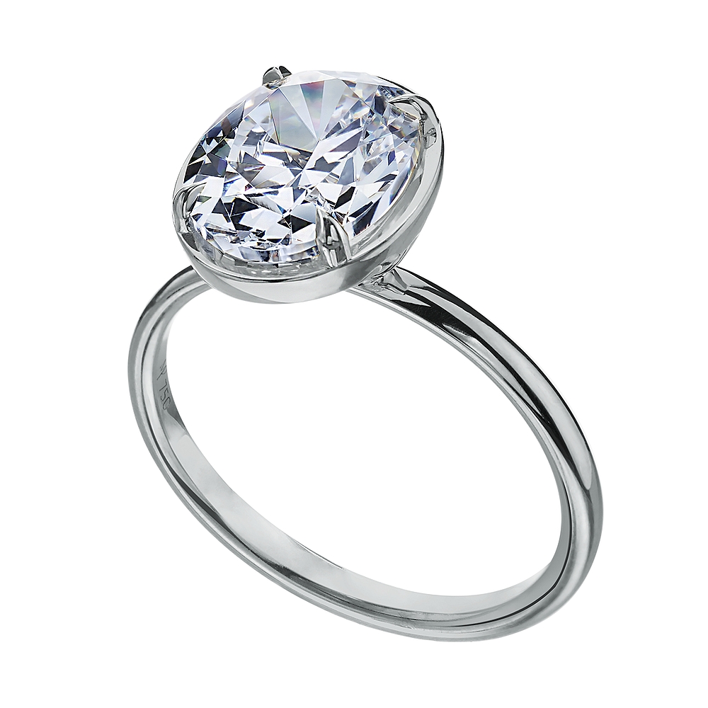 Platinum Oval Solitaire Engagement Ring Mounting - BRMTG00011