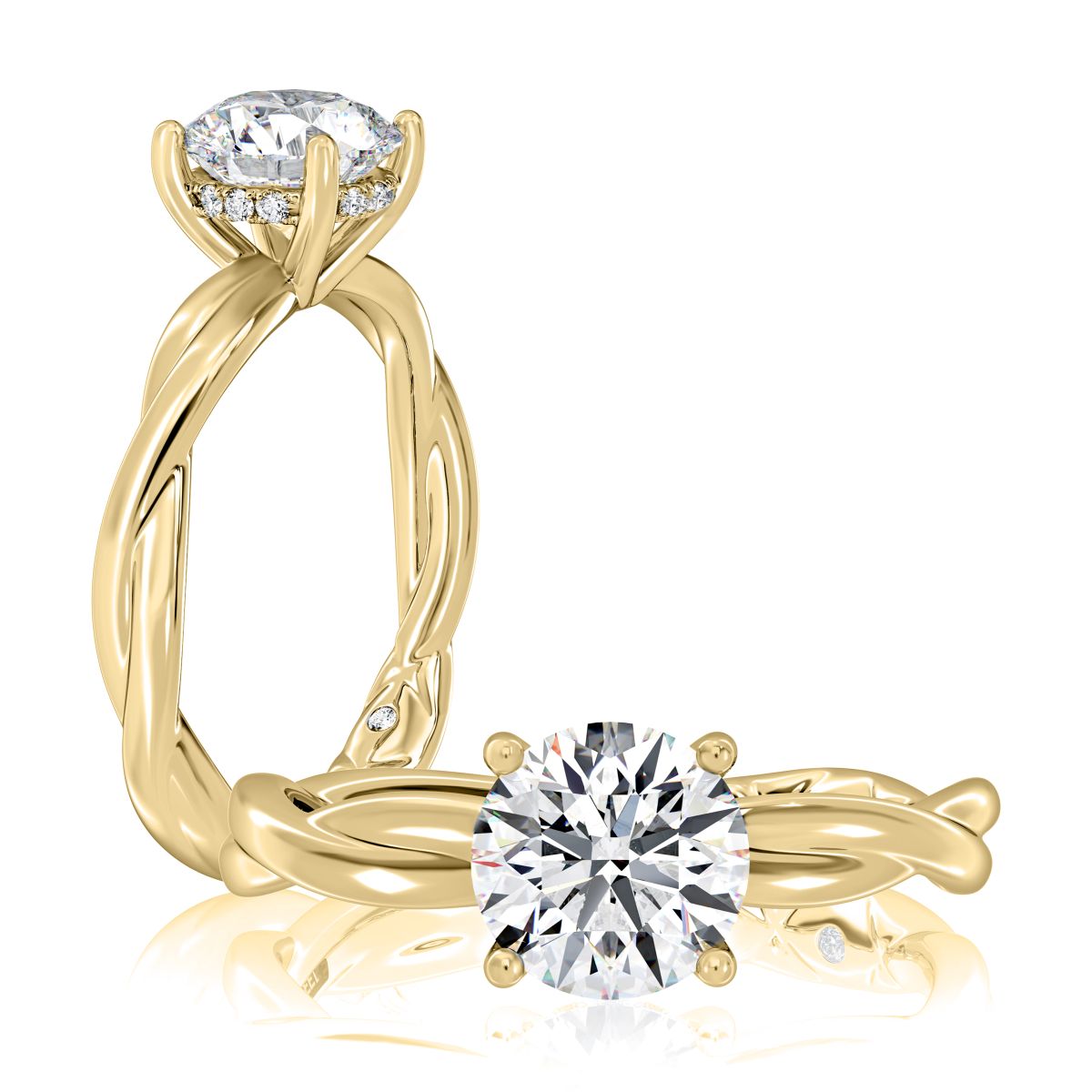 Gold Twisted Split Shank Engagement Ring Mounting - BRMTG00020