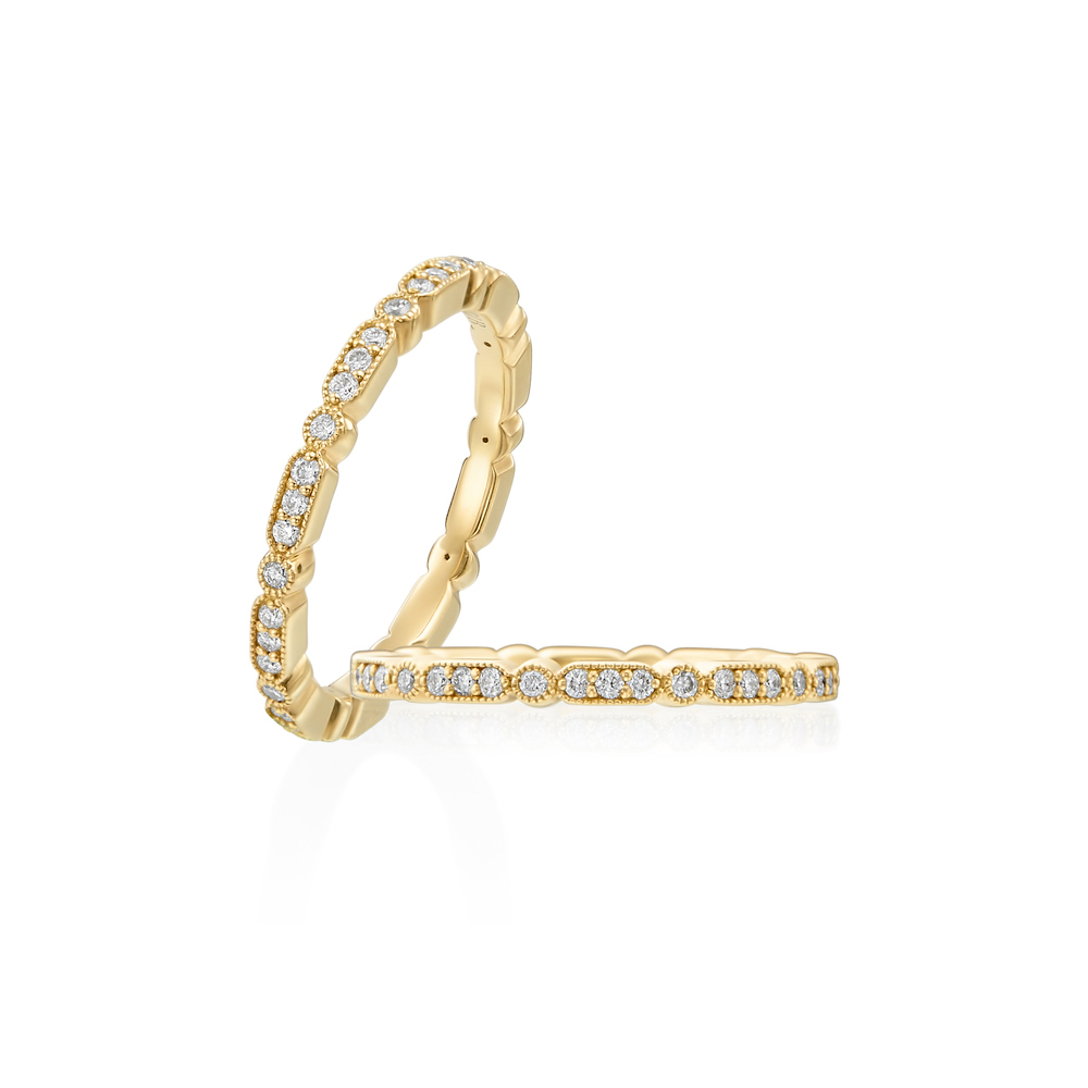 Gold and Diamond Milgrain Wedding Band - RBD16279