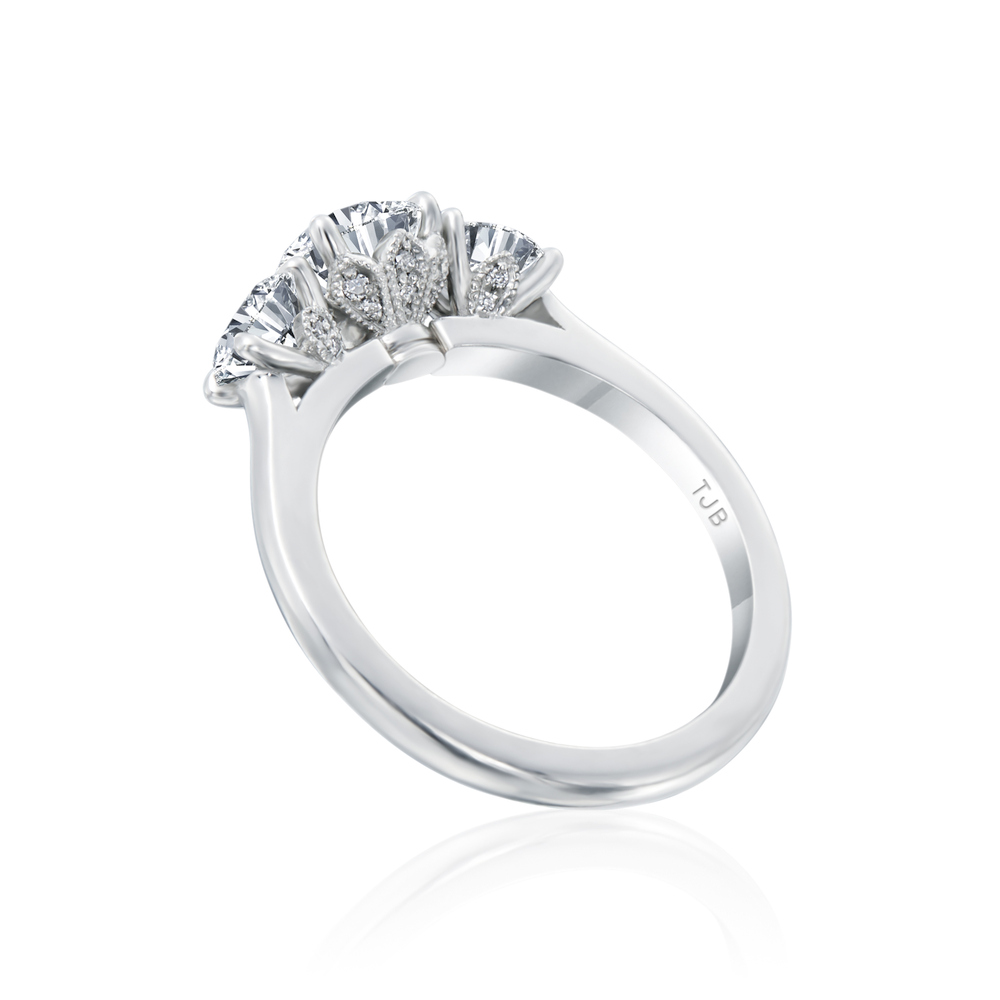 Platinum and Diamond Three Stone Engagement Ring Mounting - MTD12476